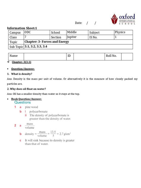 Class 7 Phy Is 1 Chapter 3 Pdf Potential Energy Kinetic Energy