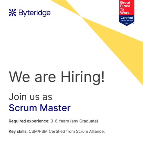 Byteridge On Linkedin Byteridge Hiring Scrummaster Jobopportunity Projectmanagement Agile