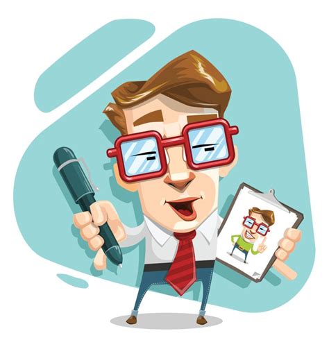 Free Geek Vector Character Set Mr Geekson GraphicMama Vector Character Cartoon Cartoon