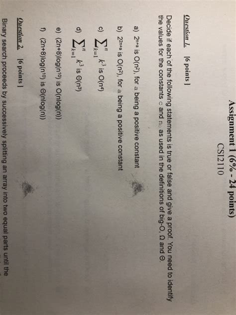 Solved Assignment 1 6 24 Points Csi2110 Question 1 6