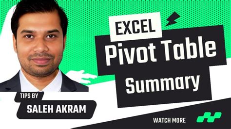 Saleh Akram On Linkedin Pivot Table Bangla ।excel Tips। By Saleh Akram
