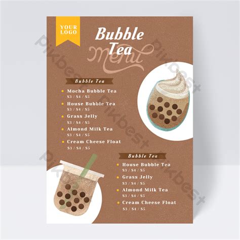 Brown Milk Tea Shop Promotion Flyer Menu Psd Free Download Pikbest