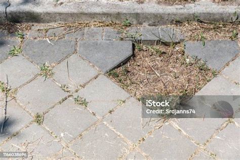 손상된 보도 또는 경로에 블록 벽돌이 없는 보행자의 위험한 구멍 0명에 대한 스톡 사진 및 기타 이미지 0명 거리 거친 Istock