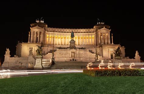 Rome Italy Architecture City Center At Night With Backlight Stock