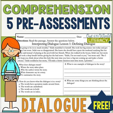 Reading Comprehension Pre Assessment Interpreting Dialogue Tpt