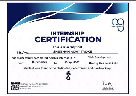 Shubham Tadke On Linkedin Internship Acmegrade Webdevelopment