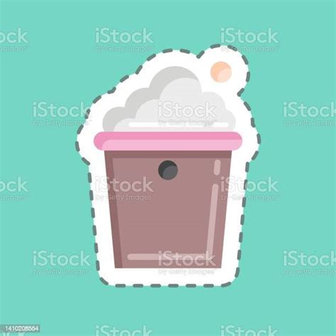 스티커 라인 컷 버킷 어린이 기호에 적합합니다 편집 가능한 간단한 디자인 디자인 템플릿 벡터 간단한 그림 가득 찬에 대한 스톡