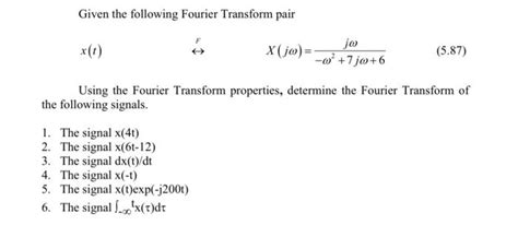 Solved Given The Following Fourier Transform Pair
