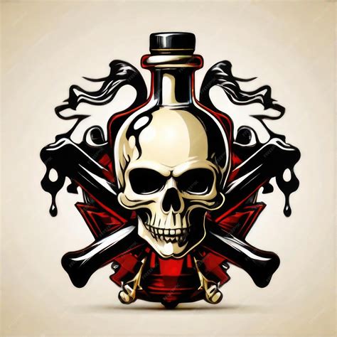 Premium Photo Bold Vectorstyle Poison Bottle Logo With Skull And