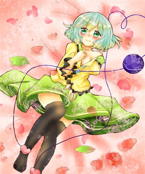 Komeiji Koishi Touhou Light Green Hair Highres Girl Black Thighhighs Blouse Blush