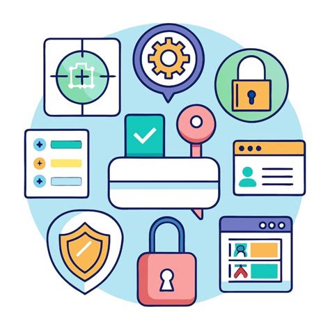 Cybersecurity Icons Showing Protection Security Access And Settings Premium Ai Generated Vector