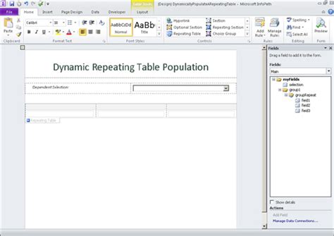 Infopath With Sharepoint 2010 Dynamically Populate A Repeating Table