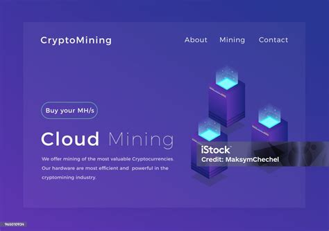 암호화 광업입니다 클라우드 Cryptocurrency 광부 개념 아이소메트릭 벡터 일러스트 레이 션 방문 페이지 디자인 3차원