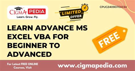 Learn Advance Ms Excel Vba For Beginner To Advanced Free Udemy Course Cigma Pedia