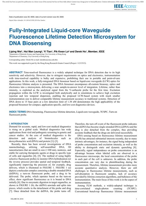 Pdf Fully Integrated Liquid Core Waveguide Fluorescence Lifetime Detection Microsystem For Dna
