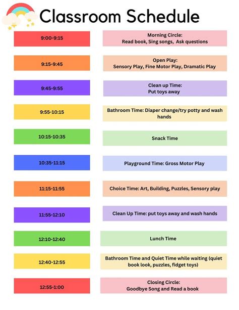 Our Schedule Kindergarten Daily Schedules Classroom Schedule