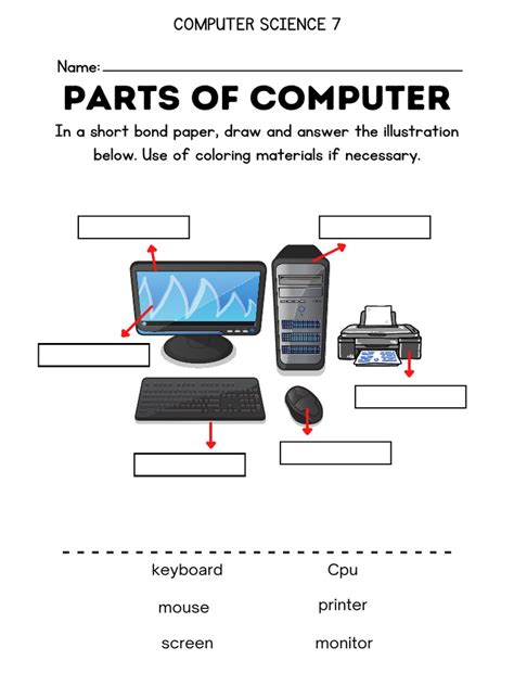 Parts Of Computer Identification Worksheet Pdf