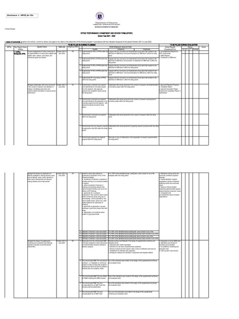 Department Of Education Enclosure 1 Opcr For Ius Download Free Pdf