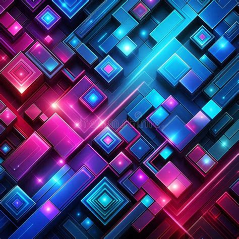 A Vibrant Array Of Neon Lit Three Dimensional Cubes In Shades Of Blue