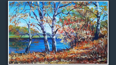 КАК НАРИСОВАТЬ ОСЕННИЙ ПЕЙЗАЖ ОСЕННИЕ БЕРЕЗКИ РИСУЕМ ГУАШЬЮ С ПОМОЩЬЮ СКОТЧА👍 Youtube