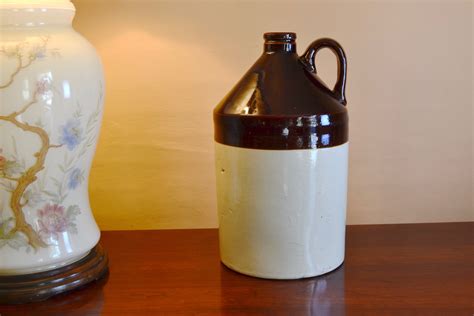 Set Of 2 Antique Whiskey Jugs Antique Stoneware Pottery Matched Set