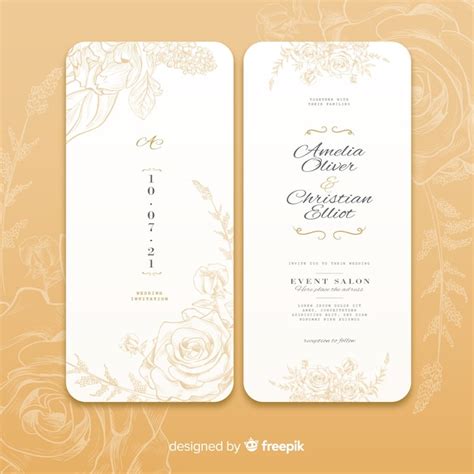 우아한 꽃 결혼식 초대장 템플릿 무료 벡터