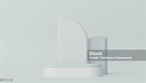 추상 최소 디스플레이 연단의 3d 렌더링은 제품 화장품 프레젠테이션 및 모형을 보여줍니다 파스텔 지구 톤 배경의 쇼케이스 장면 조명 된 단순한 기하학적 모양 0명에 대한