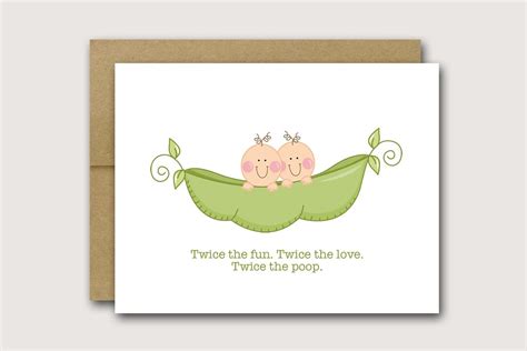 Funny Baby Shower Card Twins Baby Shower Card Congratulations Baby Card Baby Shower Card