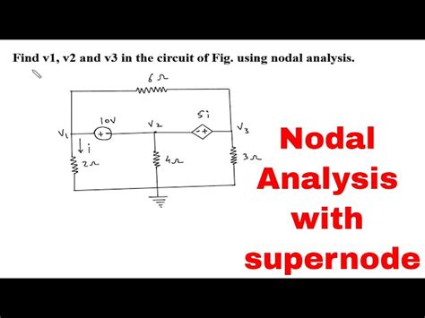 nodal analysis with supernode find v1 v2 and v3 in the 50 off