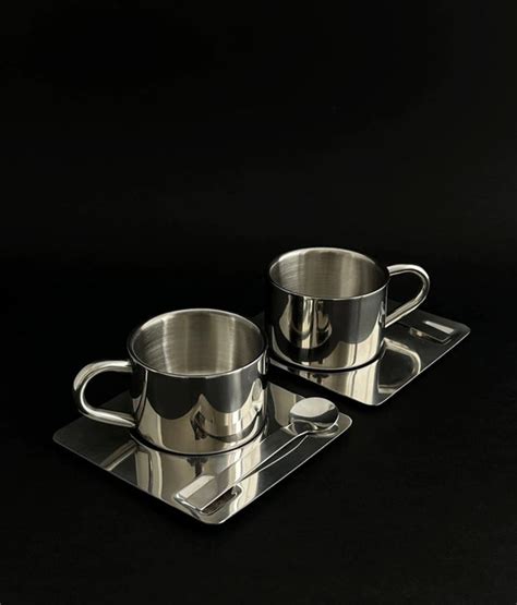 Minimalist Stainless Steel Coffee Cup Set Modern Coffee Drinkware