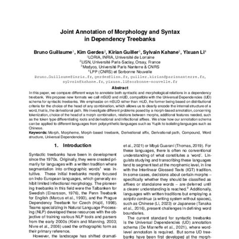 Joint Annotation Of Morphology And Syntax In Dependency Treebanks Acl Anthology