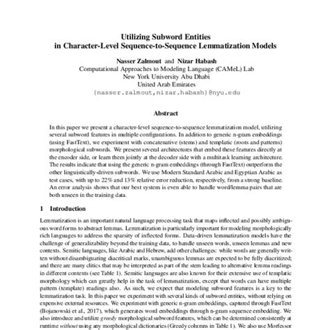 Utilizing Subword Entities In Character Level Sequence To Sequence Lemmatization Models Acl