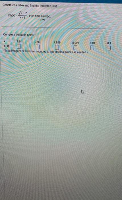 [solved] construct a table and find the indicated limit i