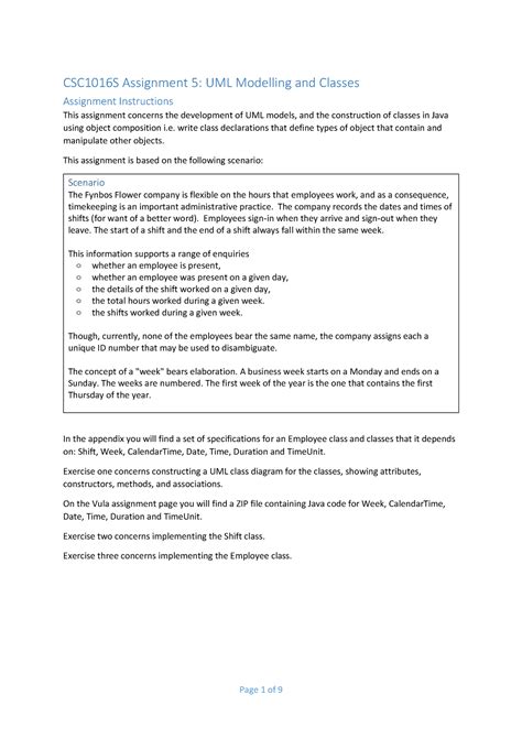 5 UML Modelling And Classes CSC1016S Assignment 5 UML Modelling And