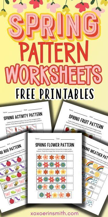 Preschool K Spring Pattern Worksheets —