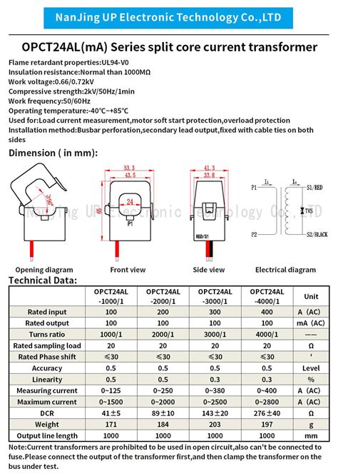 Njxse Opct24al Split Core Current Transformer 100a 50ma 40ma 25ma 20ma
