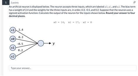 Solved An Artificial Neuron Is Displayed Below The Neuron Chegg
