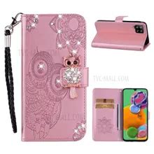 Wholesale Owl Imprint Rhinestone Decor Leather Phone Case For Samsung Galaxy A Stand Shell