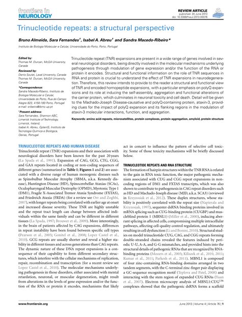 Pdf Trinucleotide Repeats A Structural Perspective