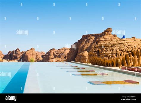 Swimming Pool Of Our Habitas Alula A Sustainable Resort In An Ancient Oasis In Desert Canyon