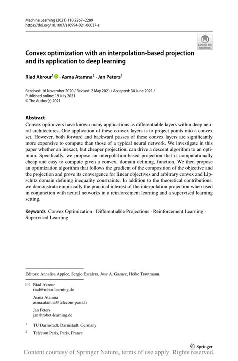 Pdf Convex Optimization With An Interpolation Based Projection And Its Application To Deep
