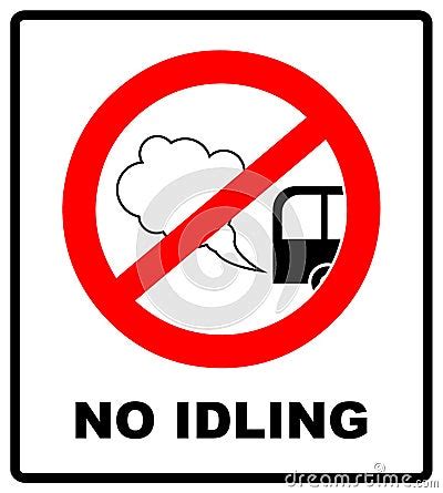 No Idling Or Idle Reduction Sign On White Background Vector Illustration Turn Engine Off
