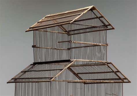 1920s Extra Large French Vintage Bird Cage In Rusty Iron And Wood At