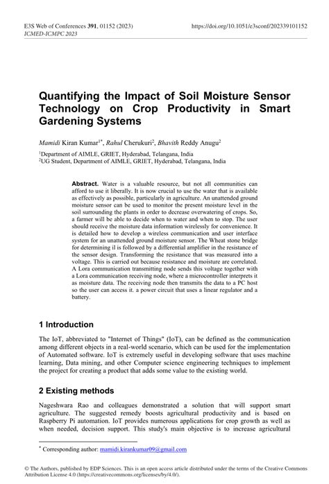 PDF Quantifying The Impact Of Soil Moisture Sensor Technology On Crop Productivity In Smart
