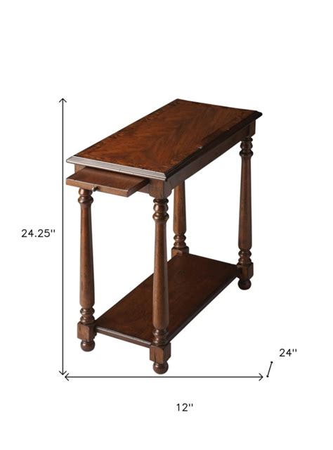 Narrow Brown Wood End Table With Shelf 12 Inch Wide Side Table Foter