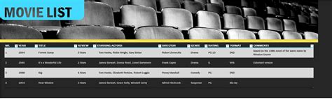 Movie List Template In Excel Download Xlsx