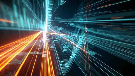 Futuristic Background With Vibrant Neon Lights And Data Streams Stock