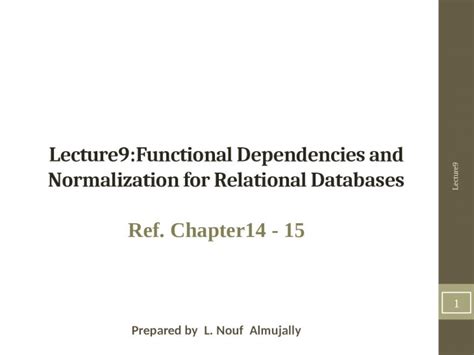 Ppt Lecture9 Functional Dependencies And Normalization For