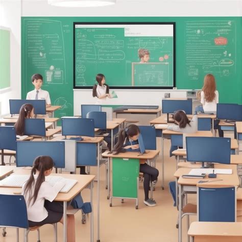 Premium Photo Classroom With Students Computers And A Teacher