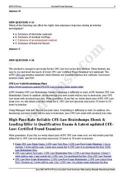 Quiz ACFE CFE Law Certified Fraud ExaminerHigh Quality Reliable Braindump